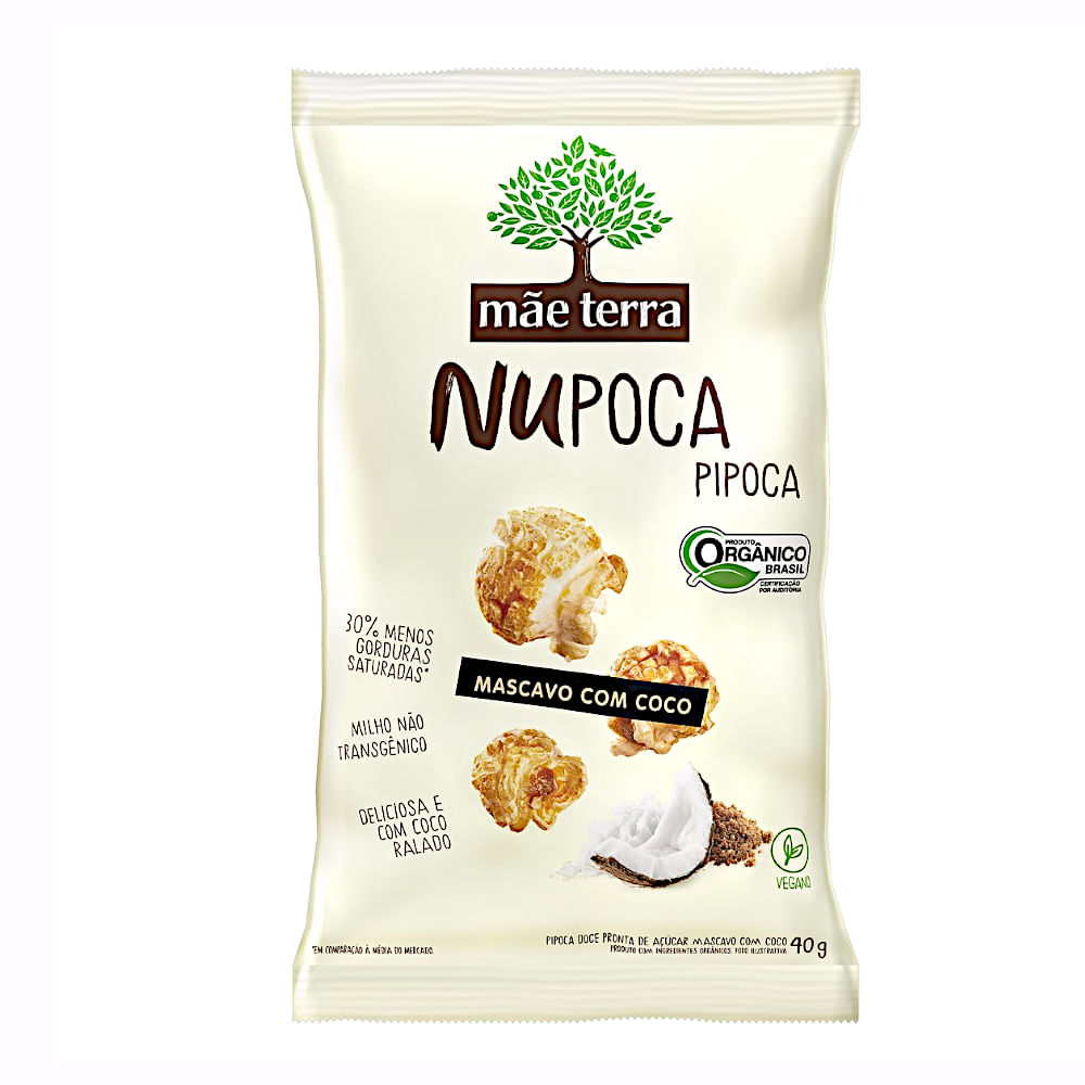Pipoca Pronta Orgânica Mascavo com Coco Mãe Terra Nupoca Pacote 40g ...