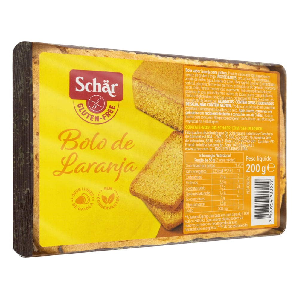 Bolo Sem Glúten Sabor Laranja Schar 200g - Supermercado Coop