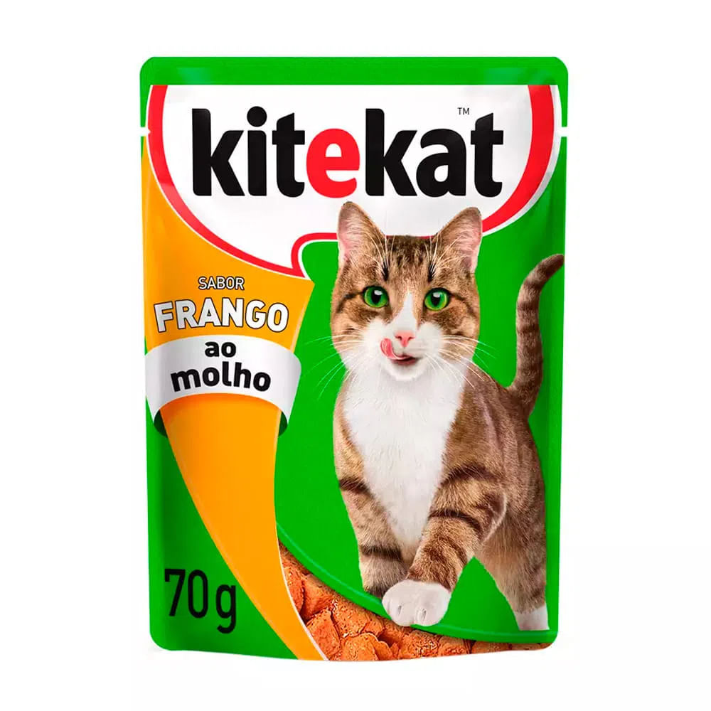 Alimento para Gatos Adultos Sabor Frango Kitekat Sachê 70g ...