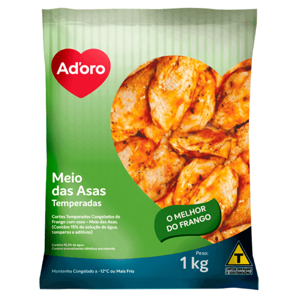 Meio da Asa de Frango Ad'oro Temperado Resfriado 1kg - Supermercado Coop