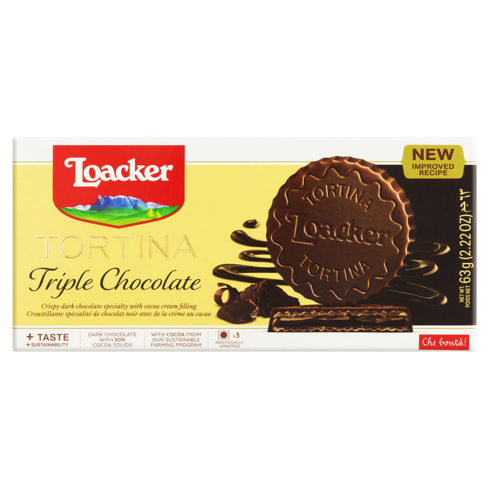 Biscoito Wafer Loacker Tortina Triple Chocolate 63g - Supermercado Coop