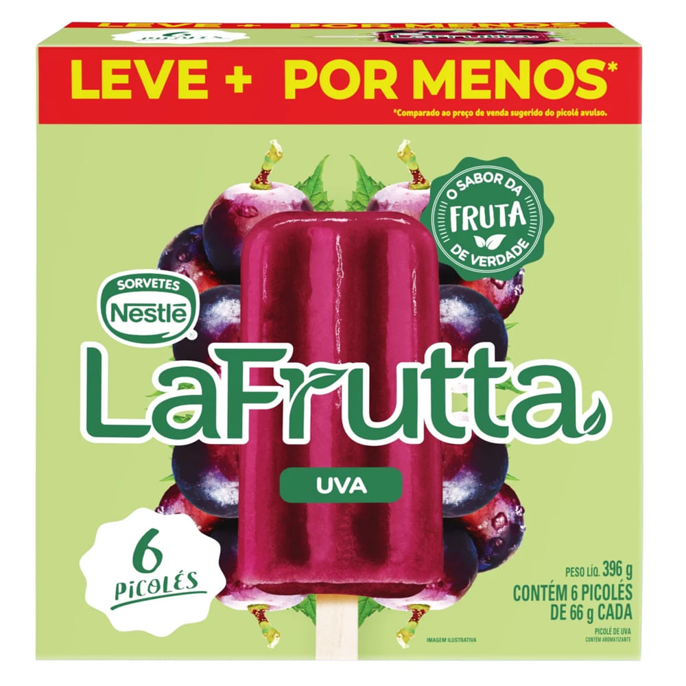 Picolé Nestlé La Frutta Uva 66g | Com 6 Unidades - Supermercado Coop