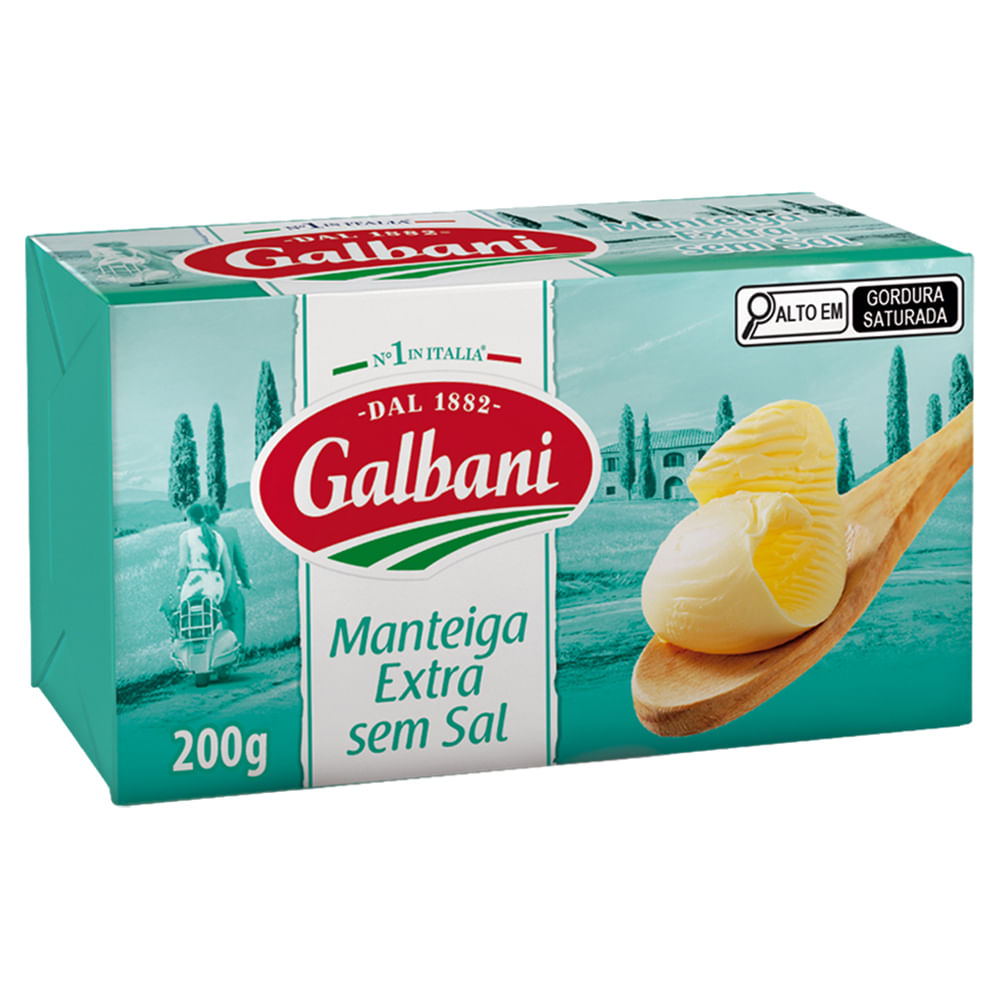 Manteiga Galbani Extra sem Sal Tablete 200g - Supermercado Coop
